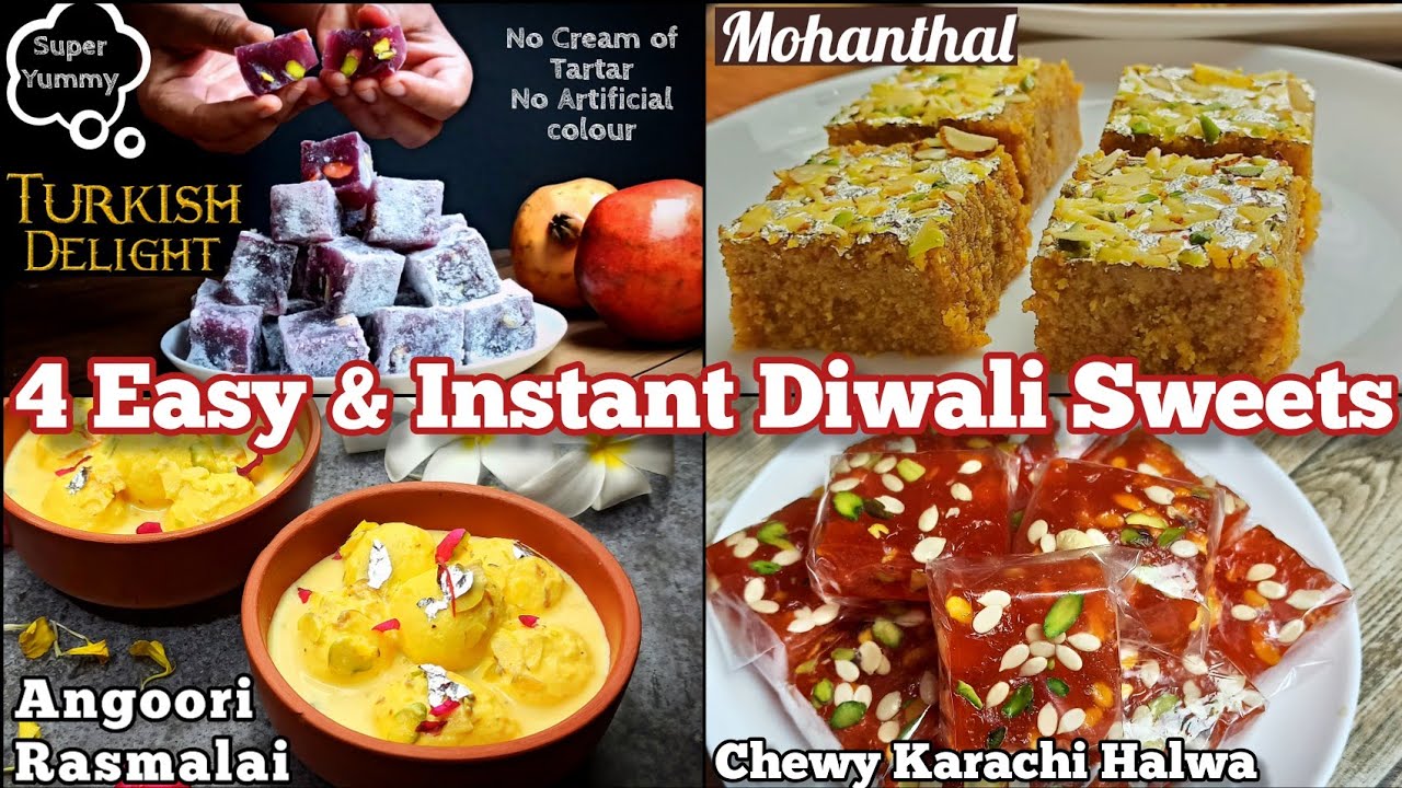 4 Must Try Diwali Sweets | Easy & Instant Delicious Deepawali Desserts ...