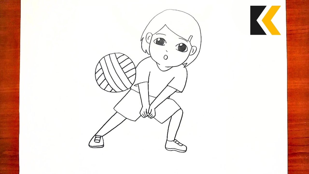 How To Draw Volleyball Player | Draw Sports Easily - YouTube