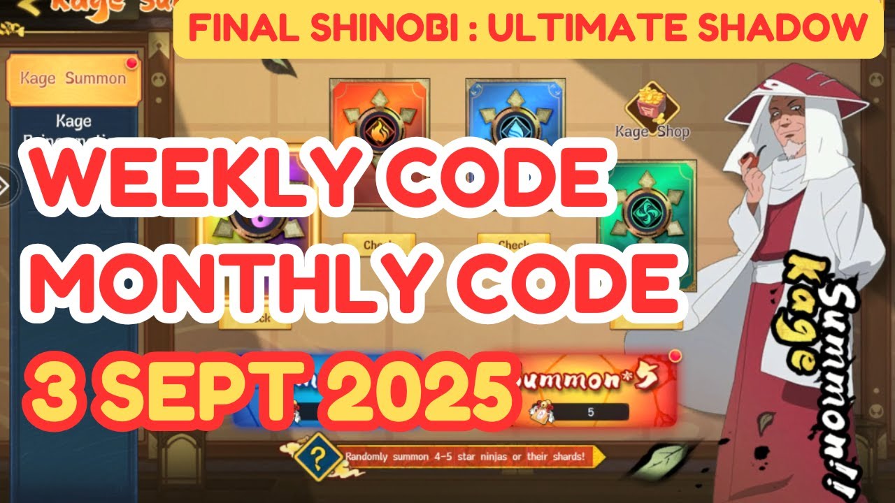 MONTHLY AND WEEKLY CODE : 3 SEPTEMBER 2025 | FINAL SHINOBI : ULTIMATE ...