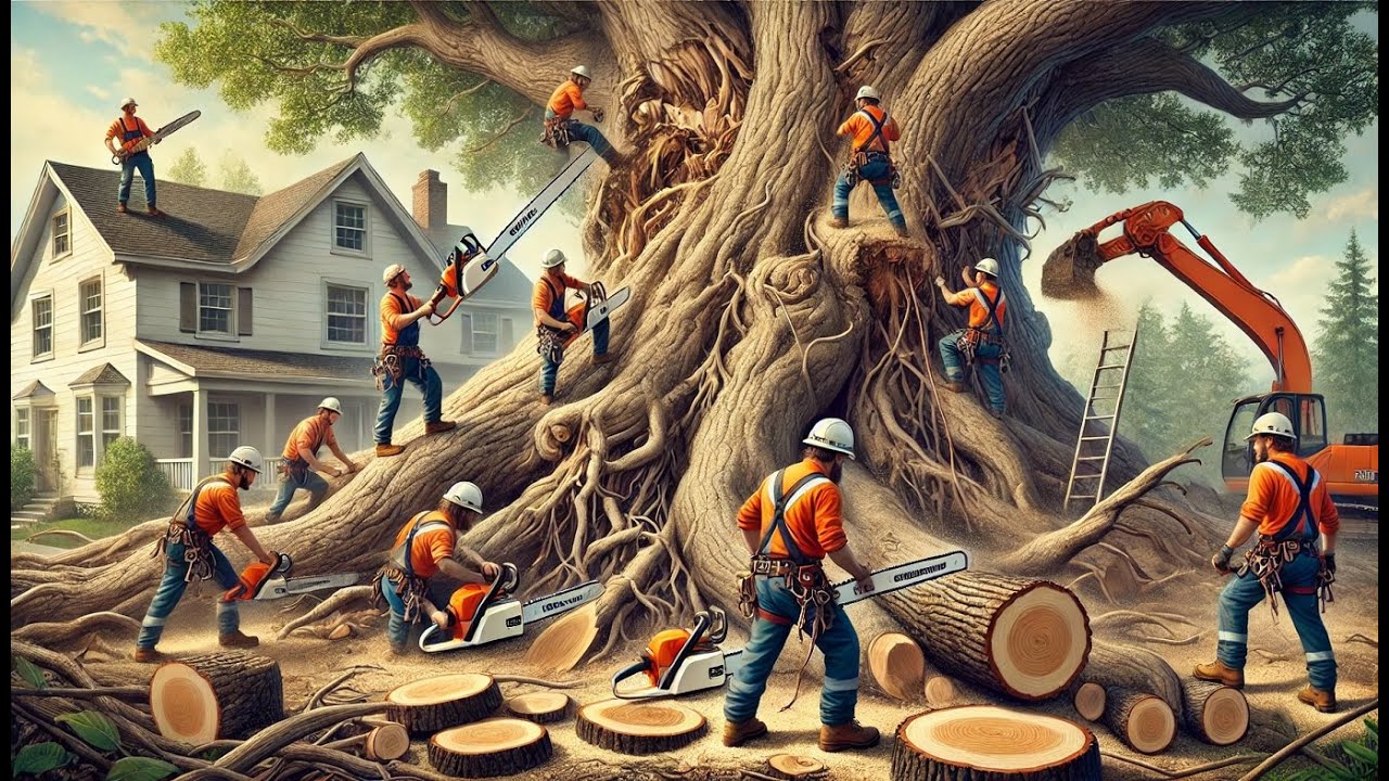 tânsky - super tree saw machine before storm - YouTube