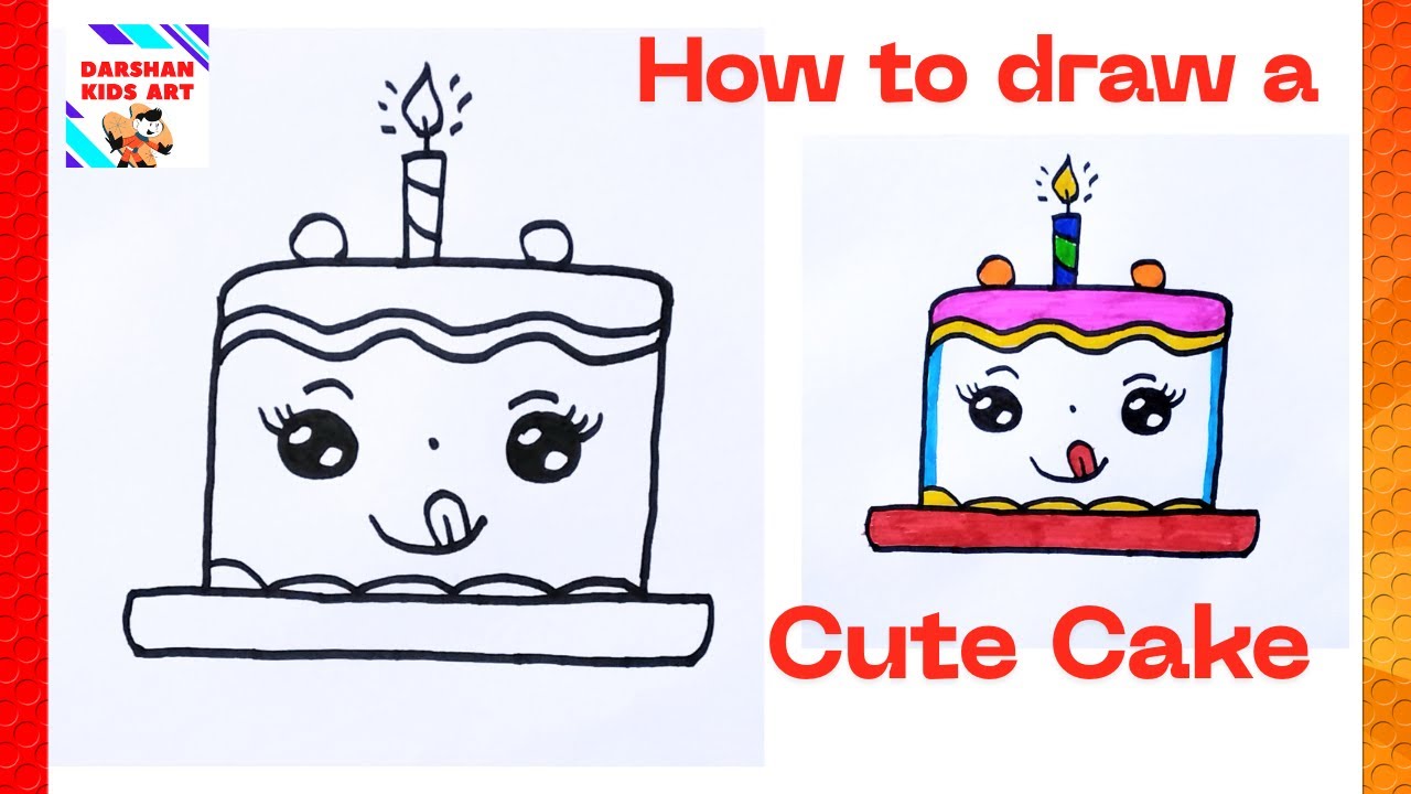 🌈 How To Draw A Happy Birthday Cake | Drawing And Coloring For Kids ...