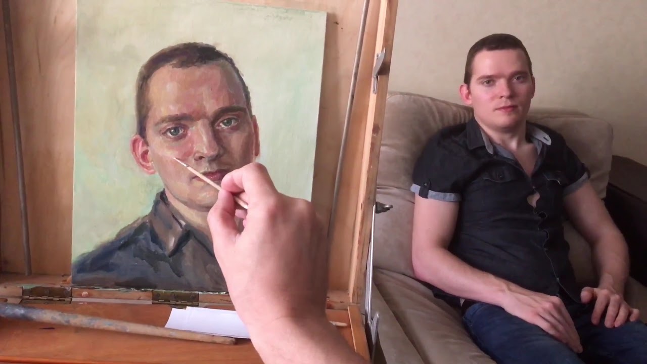 Portrait painting with Andrey Potapov. Портрет с натуры - YouTube