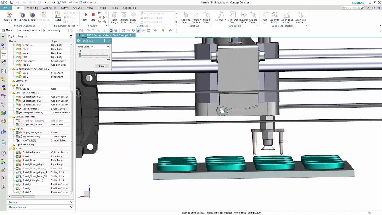 NX 12 Mechatronics Concept Designer - Physics for Machine Tools and ...
