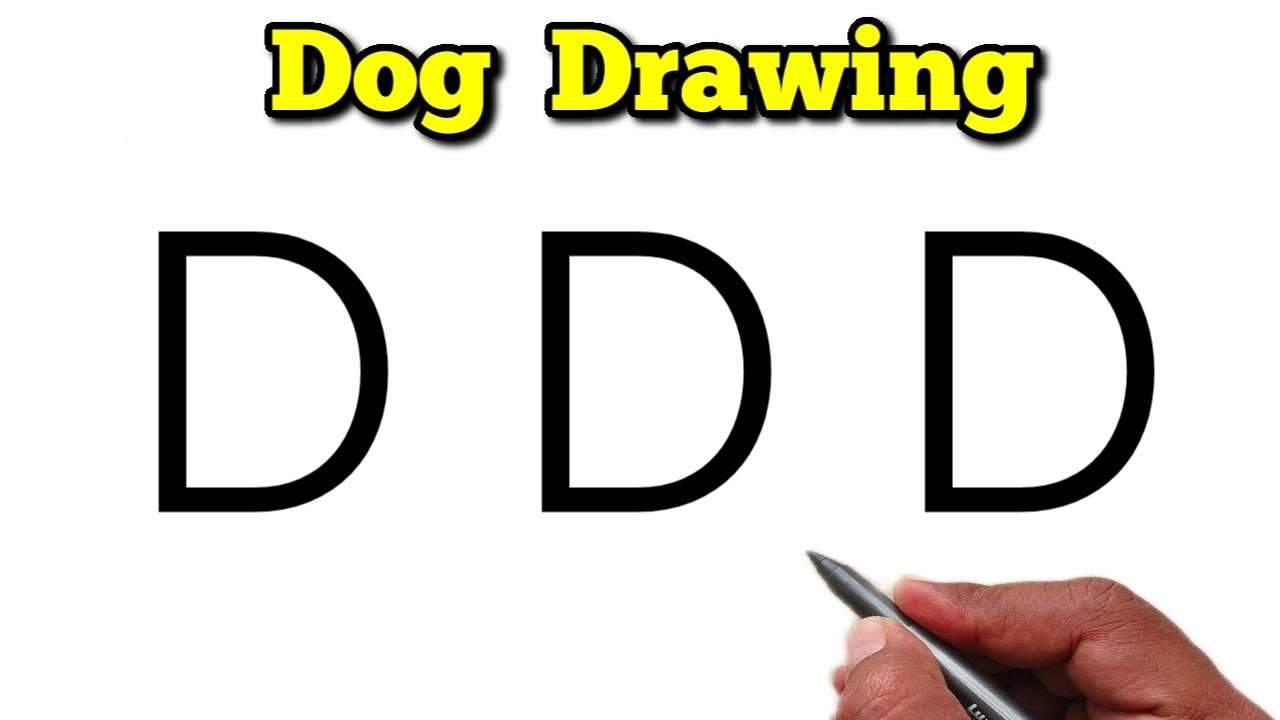 How to Draw a Cute Dog Using Letter D | Draw a Dog Easily - YouTube