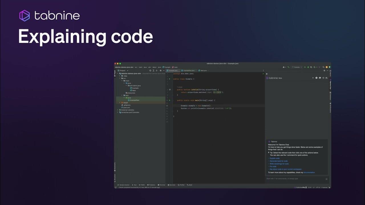 Tabnine in action: Explaining code - YouTube