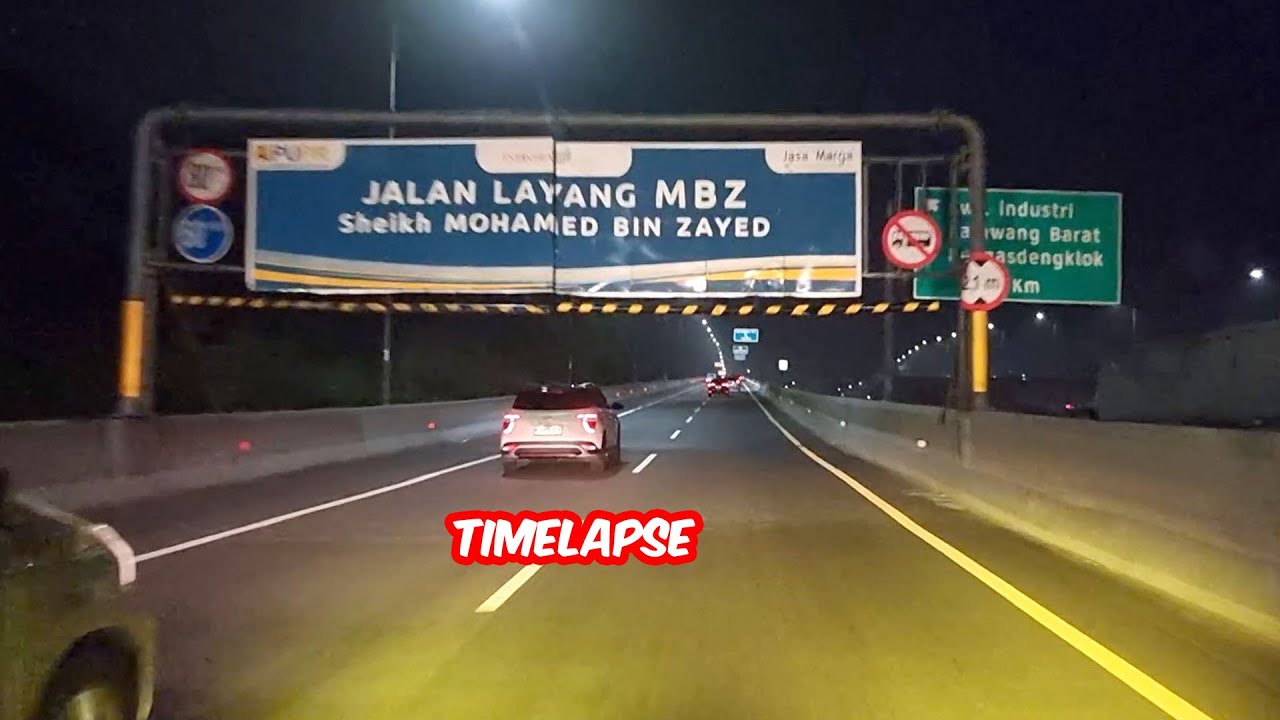 Timelapse Road Trip Tol Layang MBZ Malam Hari ke Jakarta - YouTube