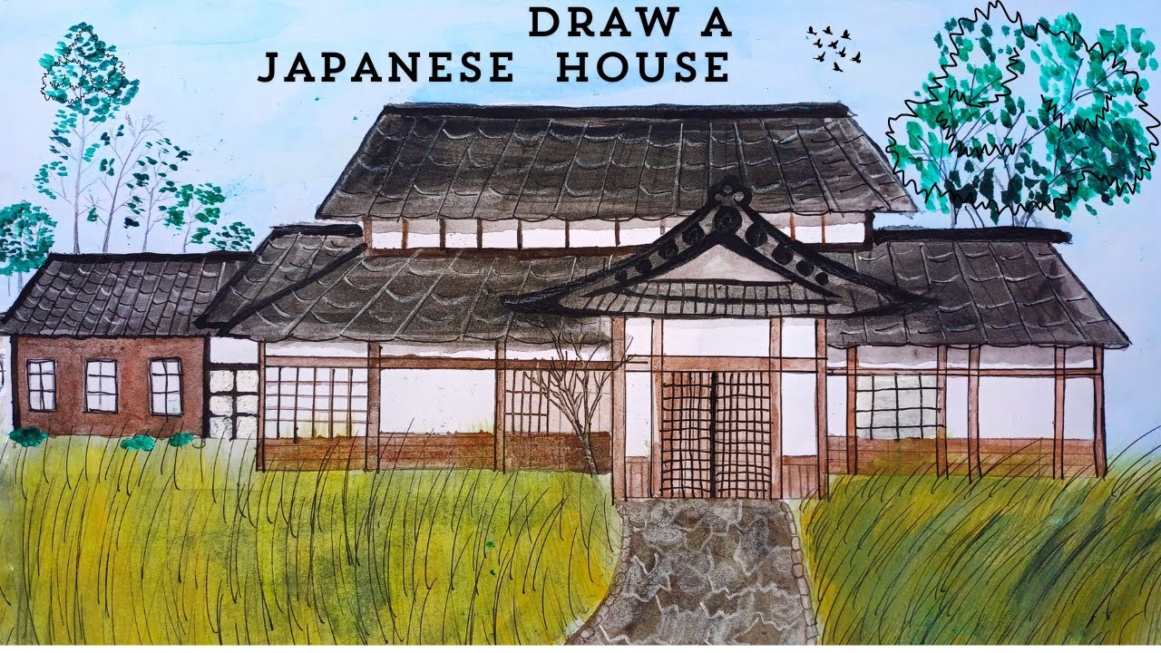 "How to Draw a Traditional Japanese House 🌸 | Step-by-Step Tutorial 🏯 ...