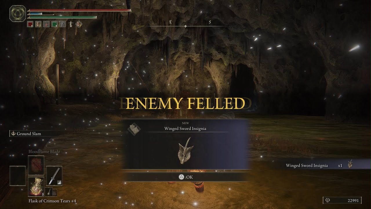 Elden Ring - How to get Winged Sword Insignia (Stillwater Cave) - YouTube