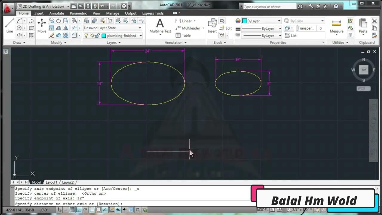 AutoCAD Essential Training -21।। Ellipse Tools।। AutoCAD Tutorials Bangla ।। Balal hm - YouTube