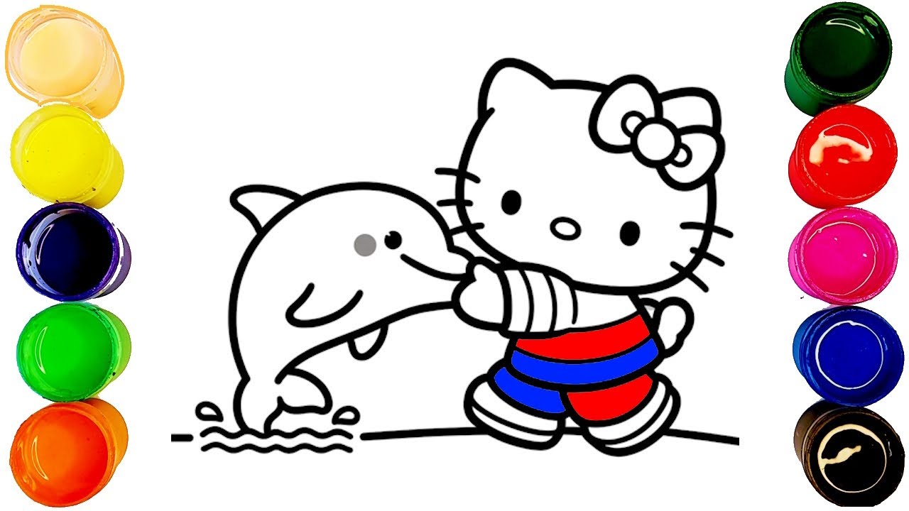 Hello Kitty and Her Friend the Dolphin, Coloring for Kids and Toddlers ...