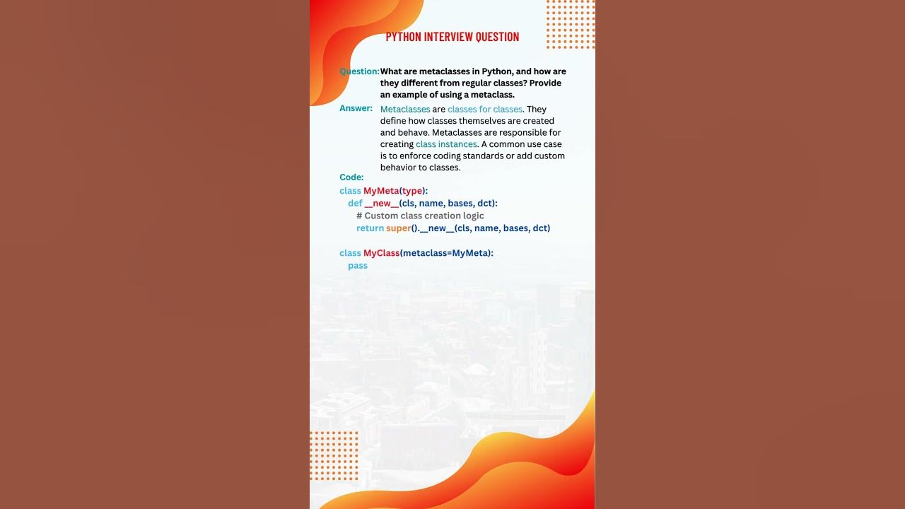 Metaclasses In Python Coding Quiz Education Questionanswer Techcheatsheet Youtube