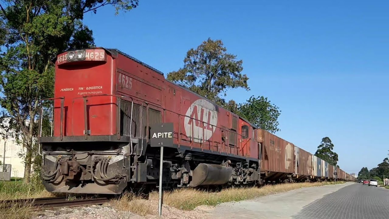 TREM LOCOTROL - GT22 4637 LIDERANDO 96 VAGOĒS CARREGADOS POR PELOTAS - YouTube