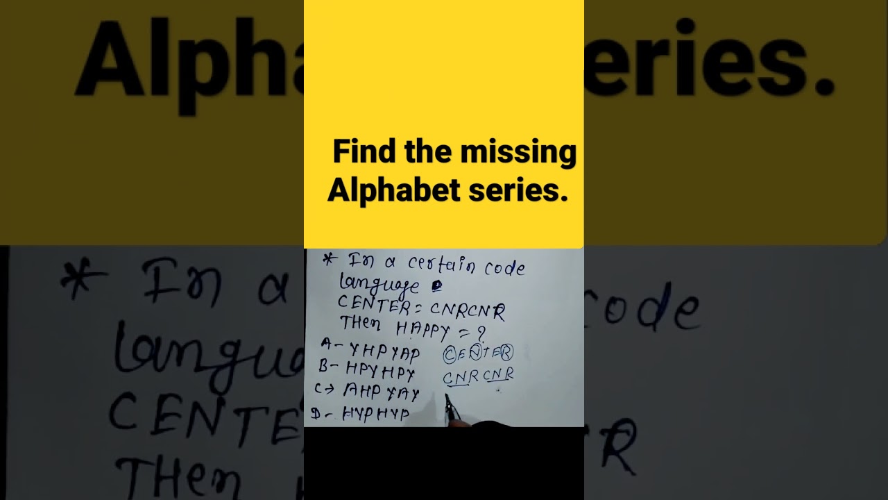 Find the missing Alphabet Series - YouTube