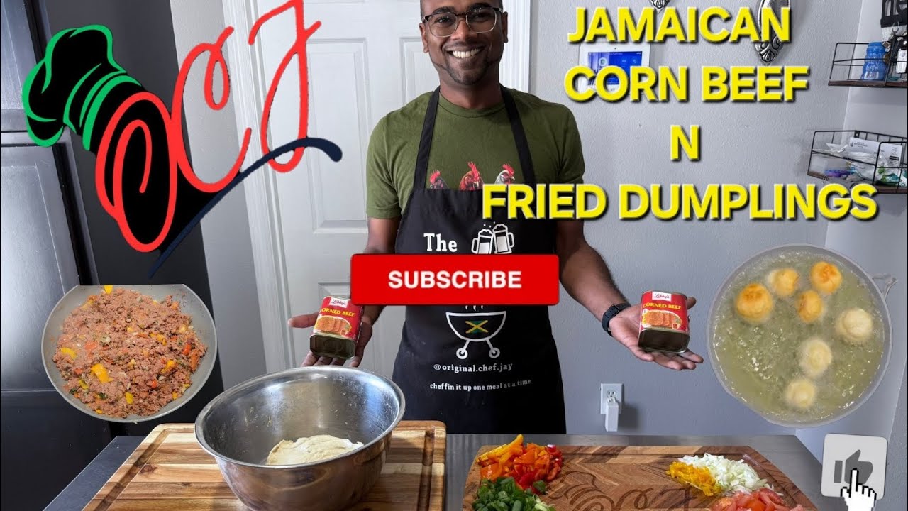 corn beef aka "bully beef" and fry dumplings jm jamaican style - YouTube