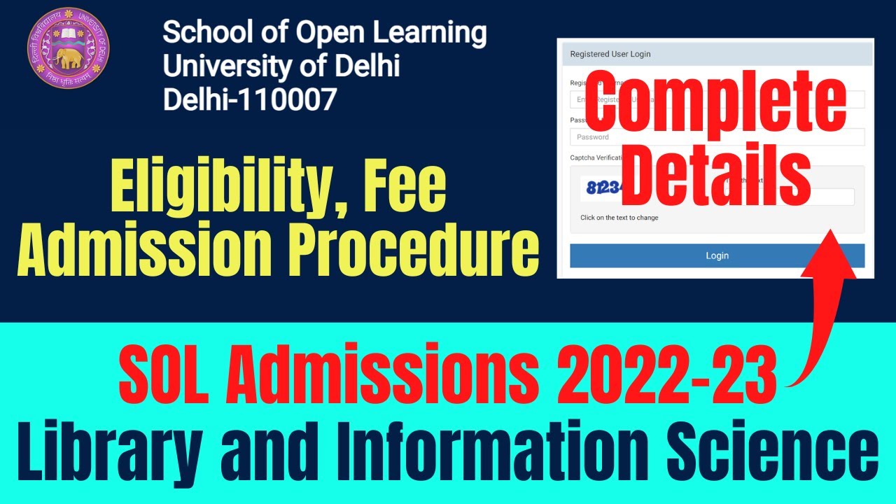 DU SOL Library Courses Admissions 2022-23 | BLIS & MLIS | Eligibility ...