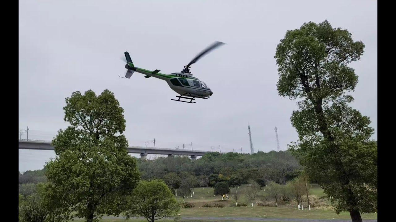 FLISHRC Bell 206 450 Size green and white helicopter Helicopter - YouTube