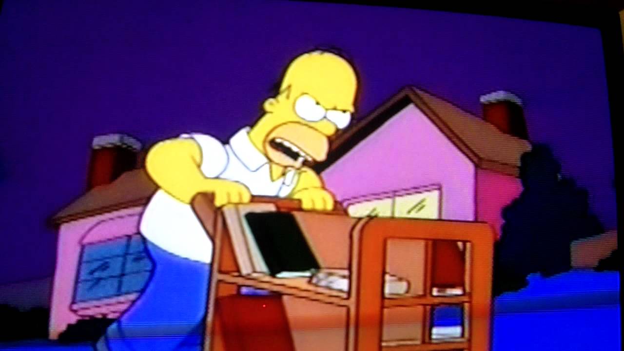 Homer Simpson Riding a Book Cart - YouTube