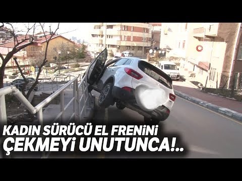 El Freni Çekmeyi Unutan Kadın Otomobiliyle Sürüklendi
