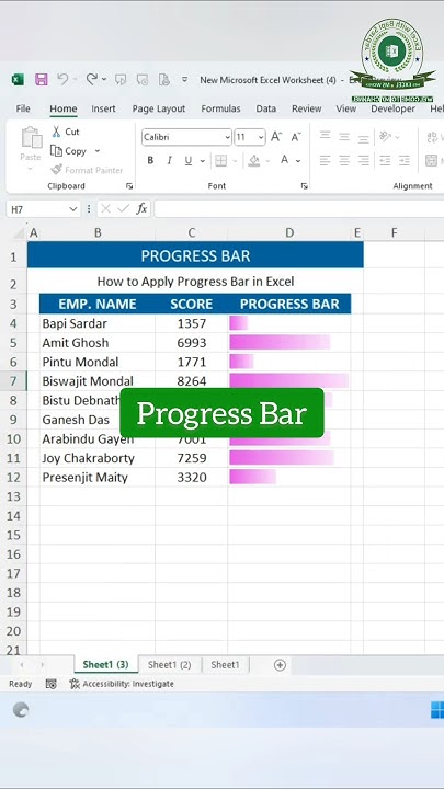 👉 How to Implement a Progress Bar in Excel? Progress Bar | Conditional Formatting | #exceltips ...