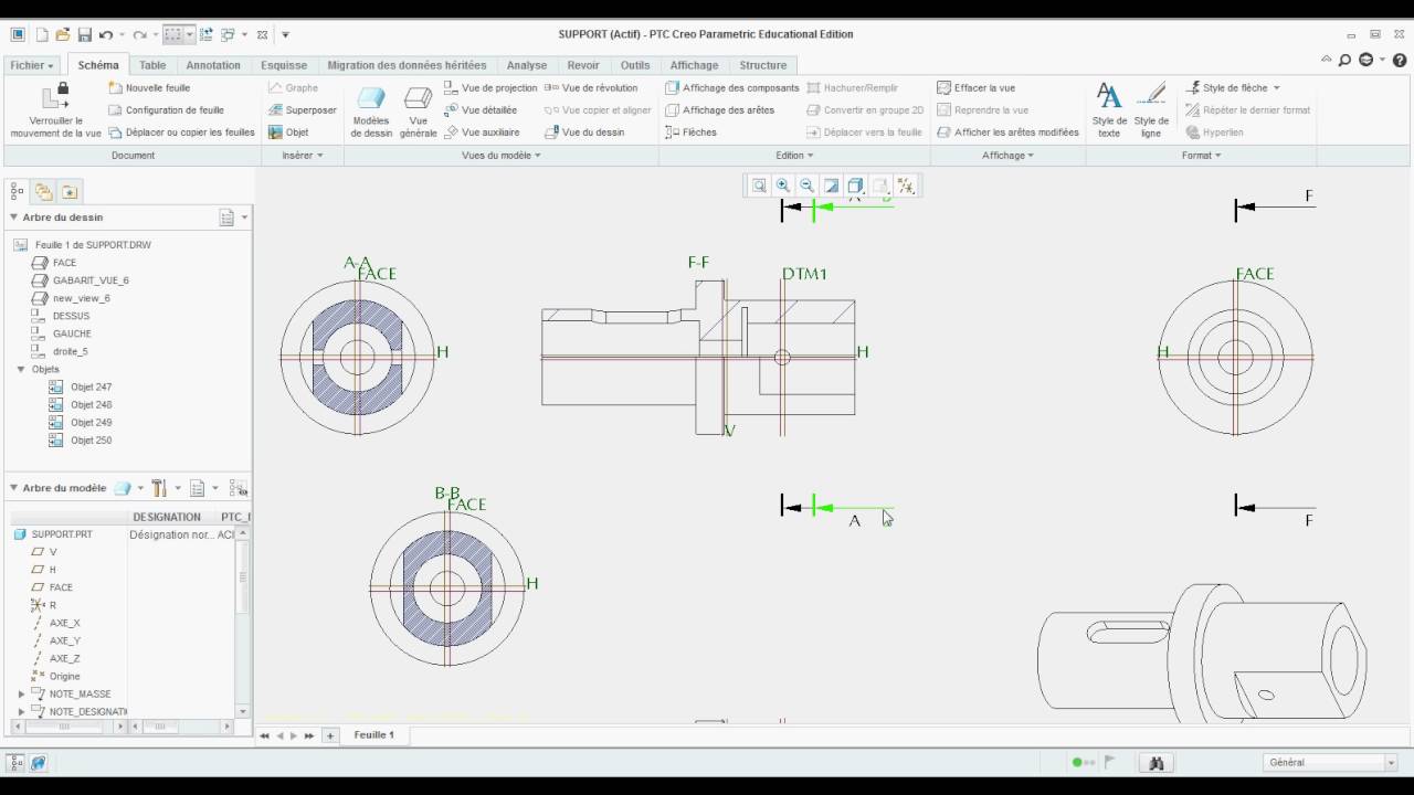 Créer une section ( et non une coupe) avec Creo - YouTube