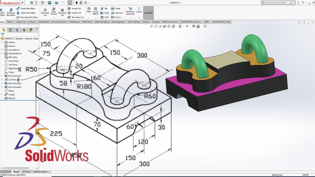 Solidworks modeling practice 6 - YouTube