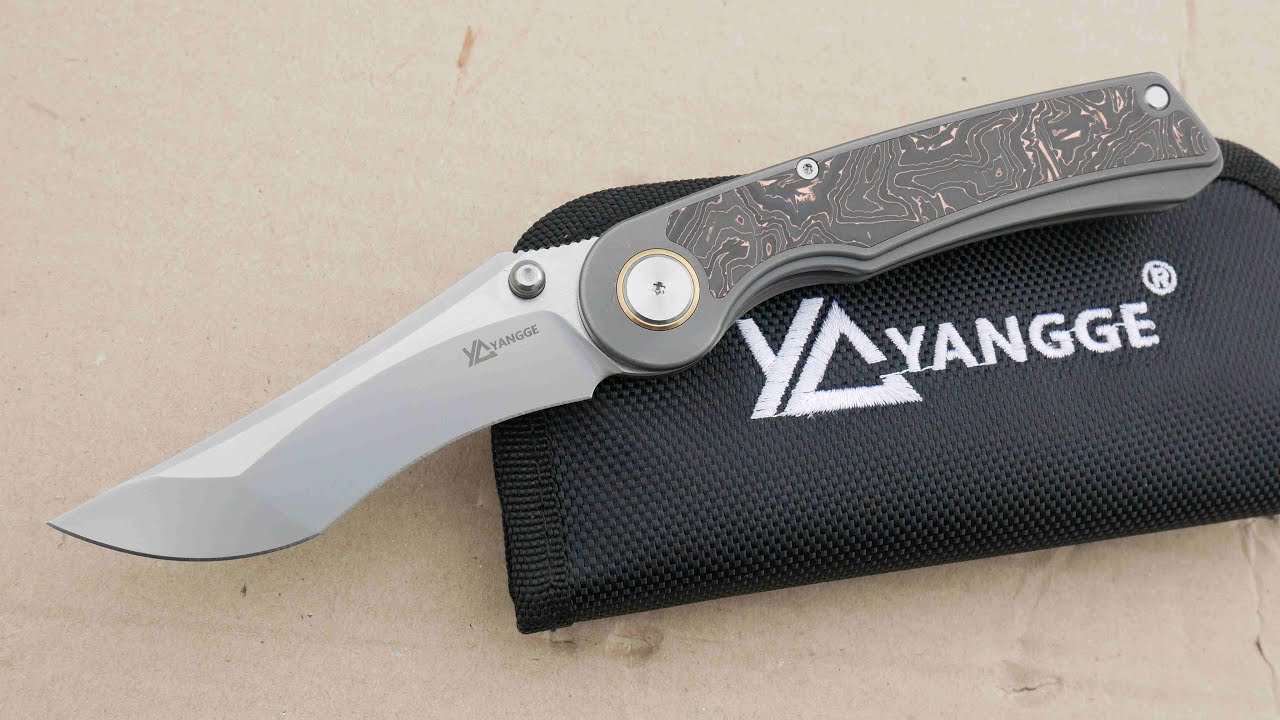 YANGGE YG002 Tanto Titanium Dark Gray+Carbon, S90V - YouTube