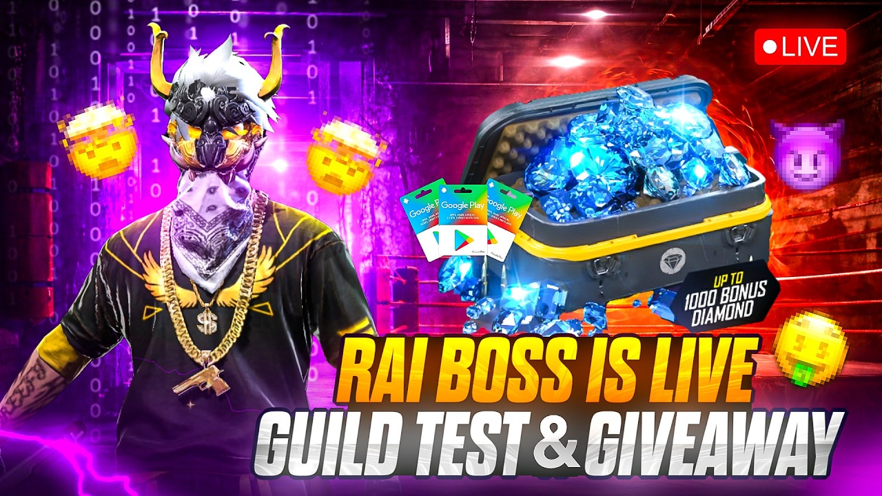 RAI BOSS LIVE 🔴 | 💎 DIAMOND GIVEAWAY | GLOBAL TOP 1 GUILD JOIN - YouTube