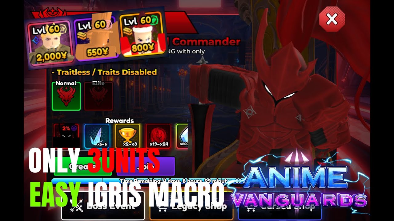 Anime Vanguards igris boss event AFK【macro in comment】 - YouTube