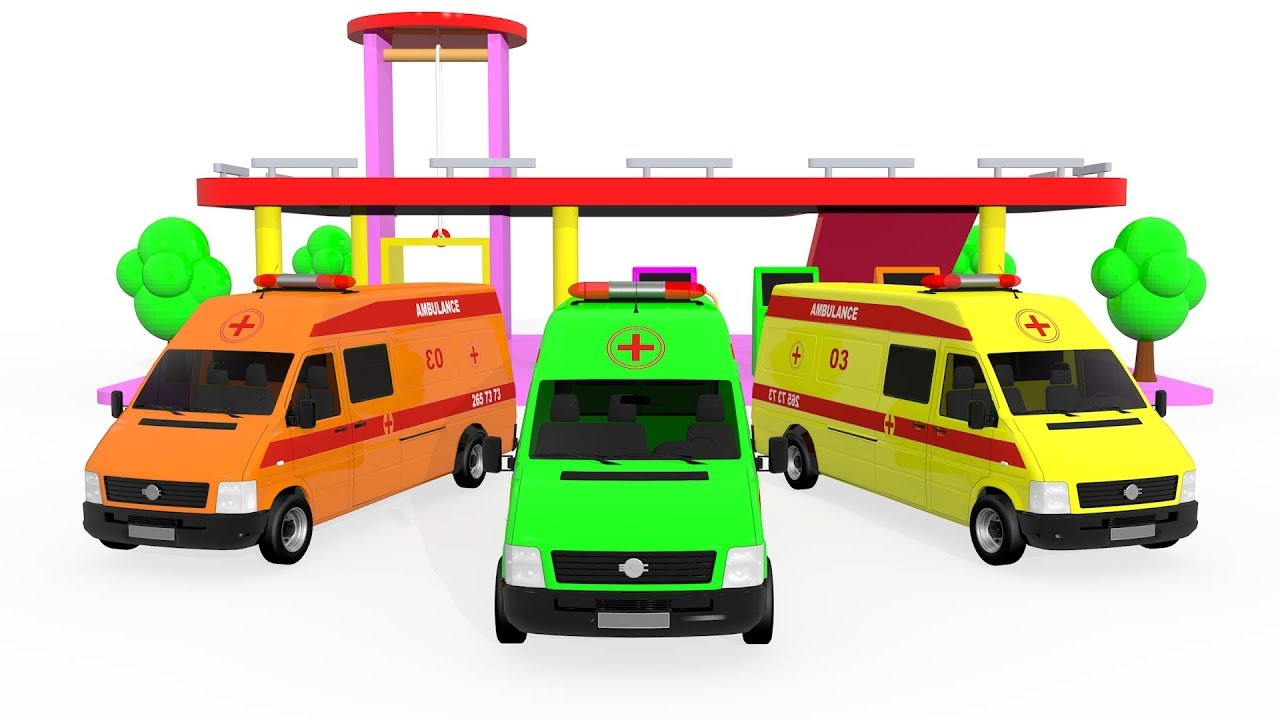 Learn Colors with Ambulance Colors for Kids Toddlers Ambulance Garage ...