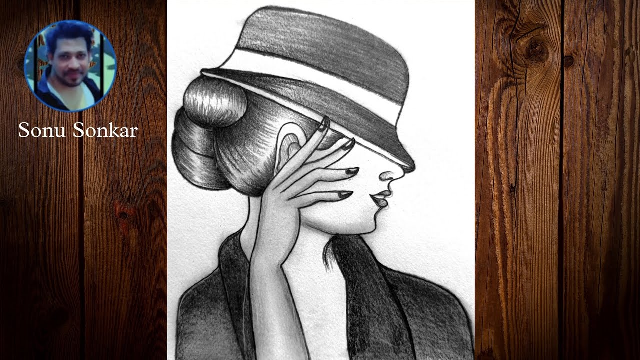 A hidden face girl drawing with cap l easy step by step l for beginner ...