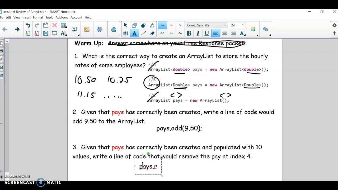 Short Review of ArrayLists - YouTube