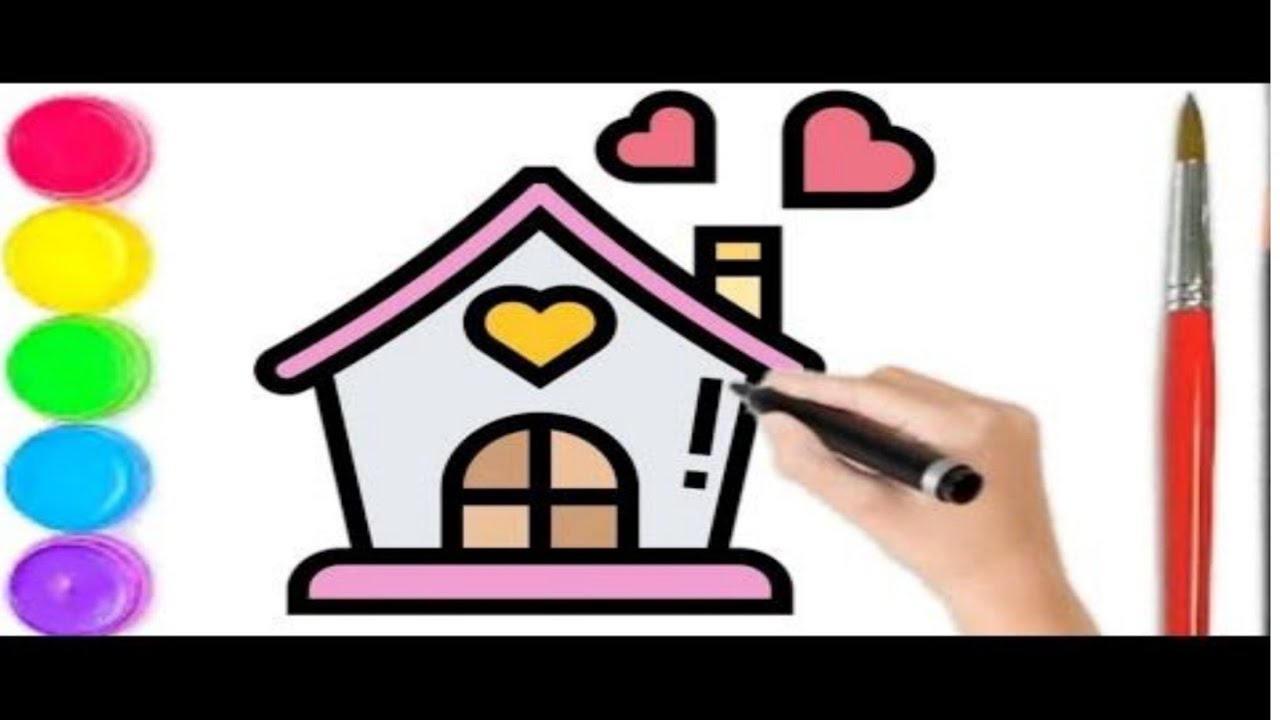 CUTE HOUSE DRAWING | How to draw a cute house drawing for kids | घर का ...