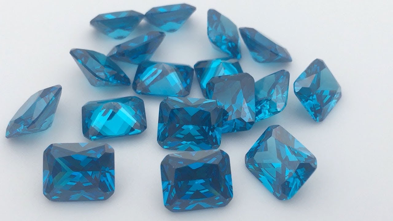 Swiss blue Cubic Zirconia Octagon princess cut Gemstones wholesale ...