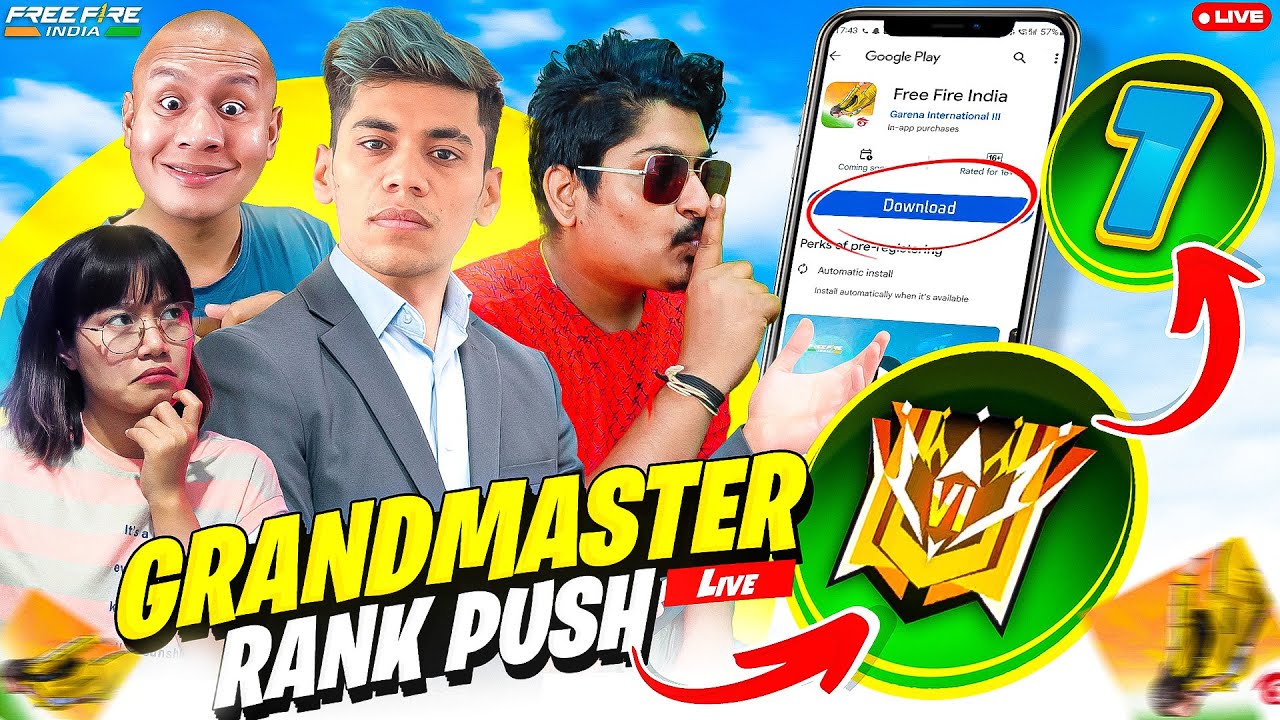 🔴[Live] Free Fire India is Back😍Top 1 Grandmaster in New Game👽-Free ...