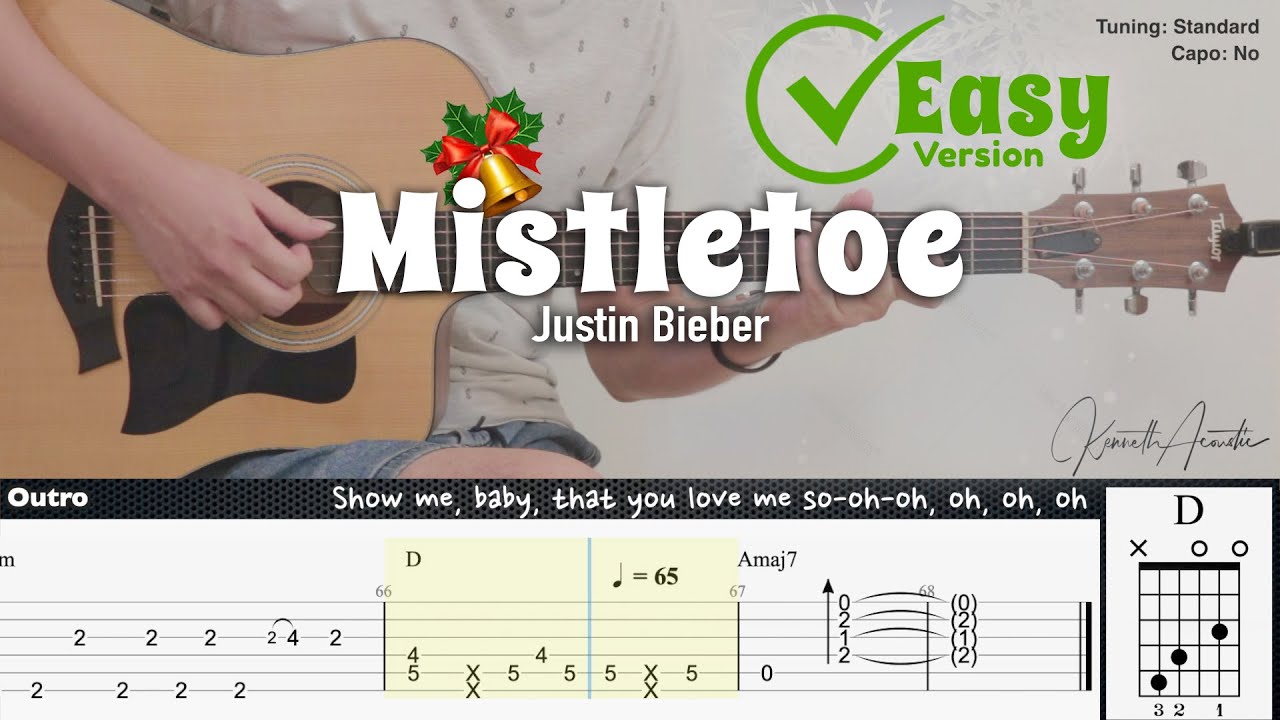 Mistletoe (Easy Version) - Justin Bieber | Fingerstyle Guitar | TAB ...