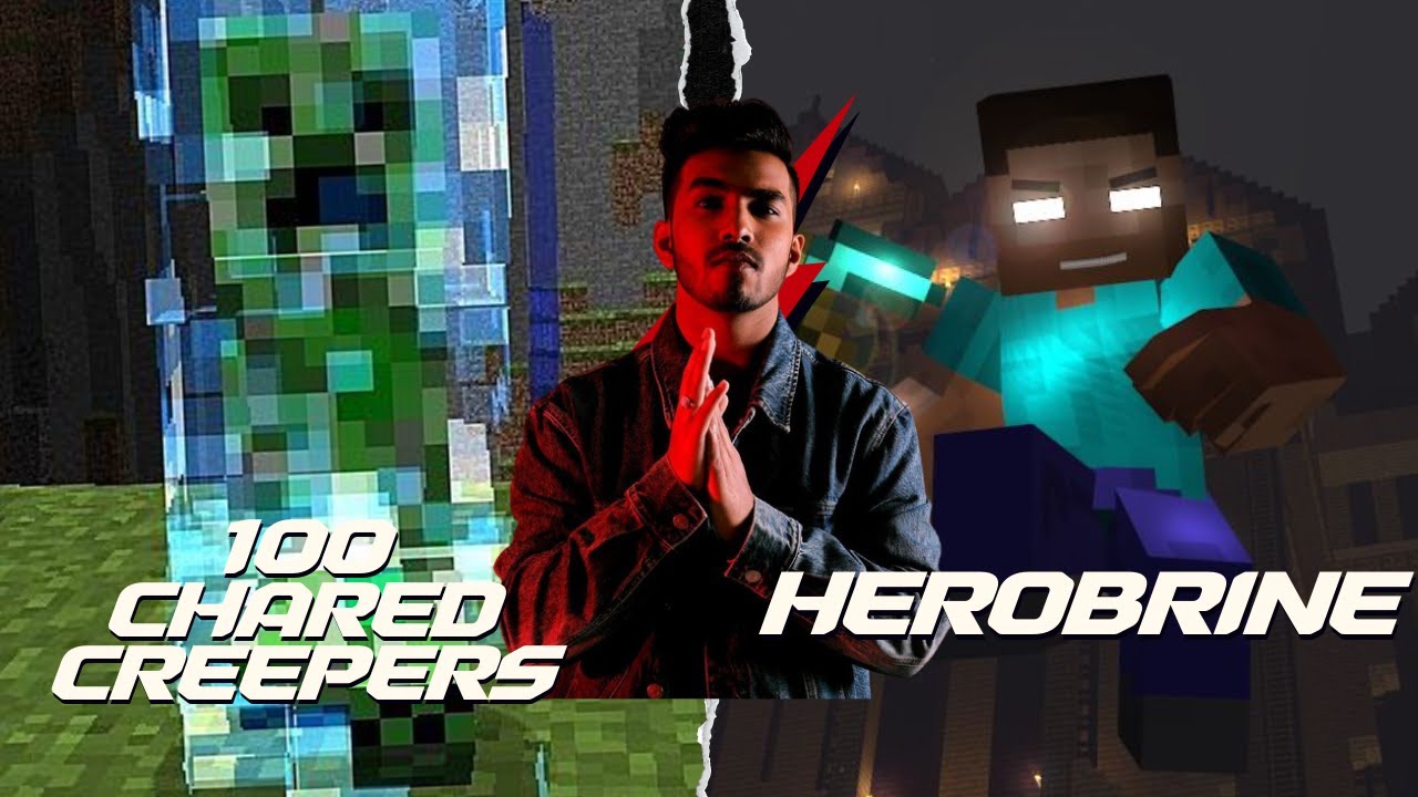 100 creepers 1 herobrine strength human - YouTube