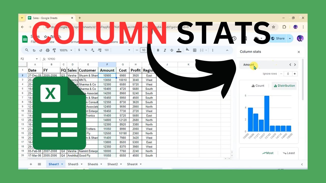 How To Column Stats In Google Sheets - YouTube