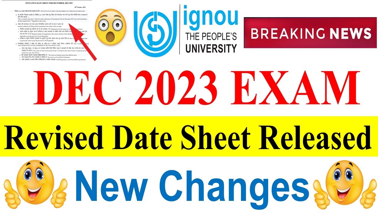 😮{Breaking News } IGNOU has Released Revised Date Sheet For Dec 2023 ...