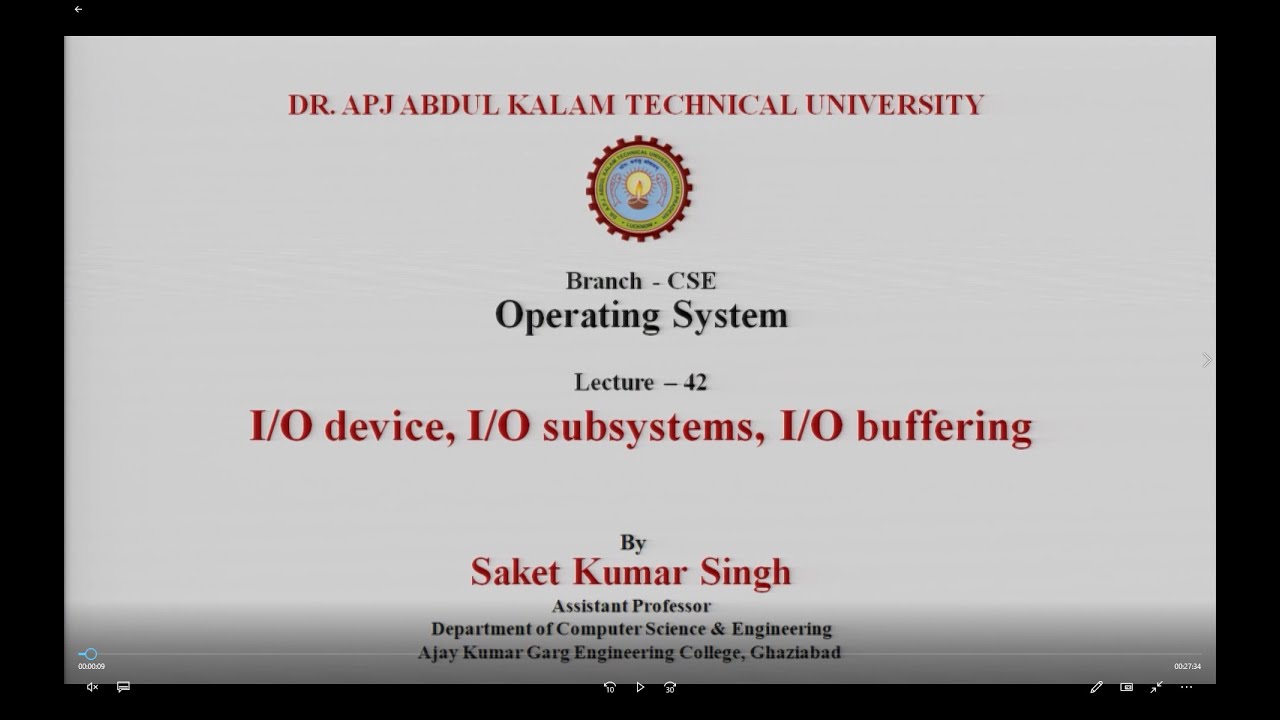 Operating Systems | I/O Device, I/O Subsystems, I/O Buffering | AKTU ...