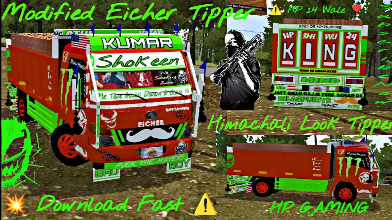 💥 Modified Eicher Tipper Livery // Bussid // Himachali Look Tipper Mod ...