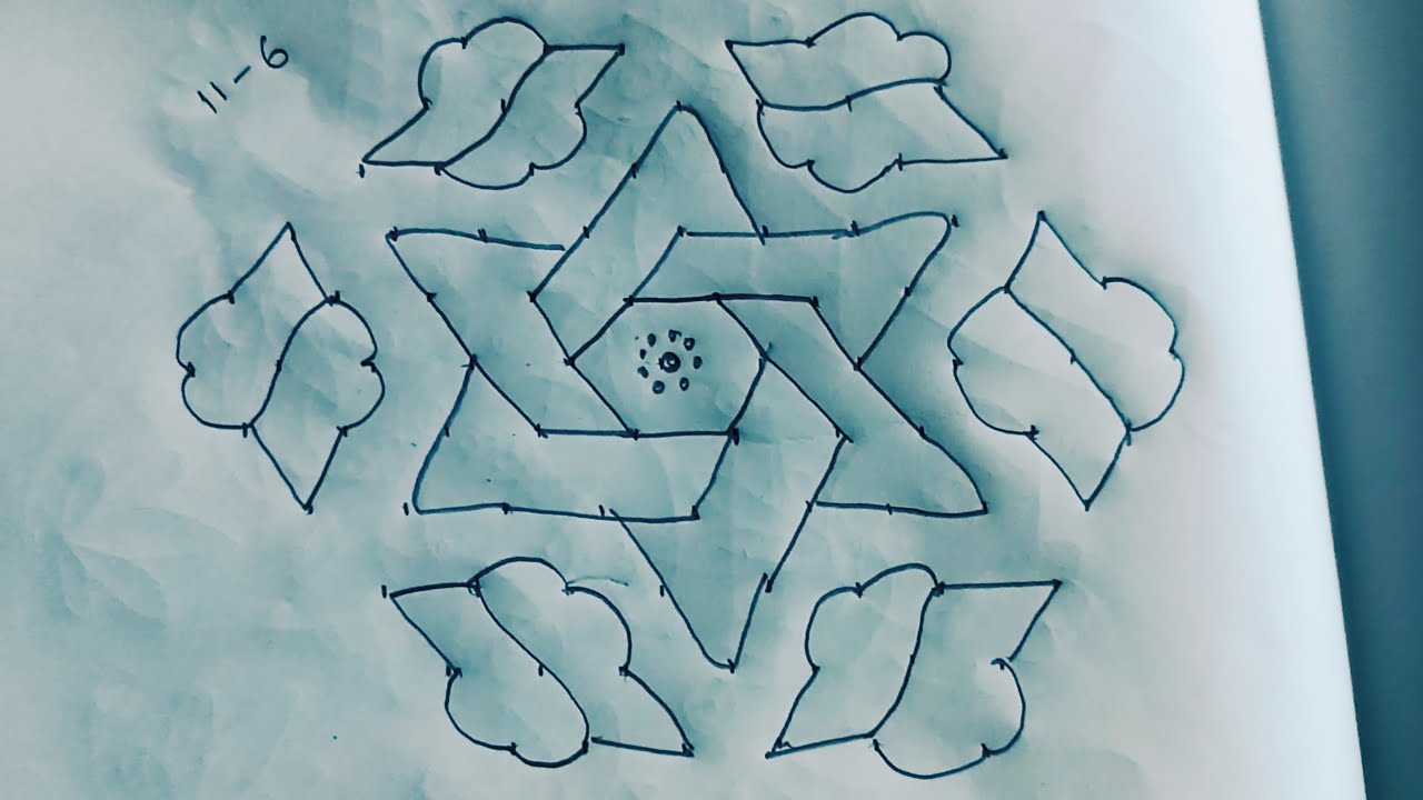 new 9-5 chukki rangoli || Beautiful and simple chukki rangoli designs ...