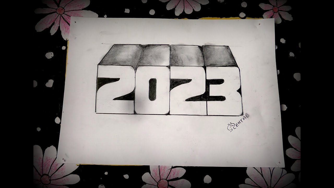 How to draw 2023 number 3d trick art on paper || pencil drawing step by ...