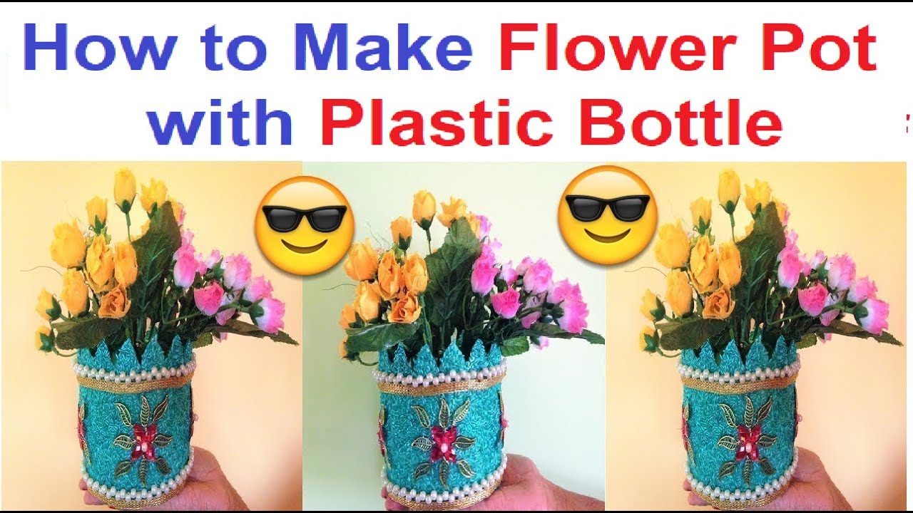how to make flower pot with plastic bottle | decorate with rice |best ...
