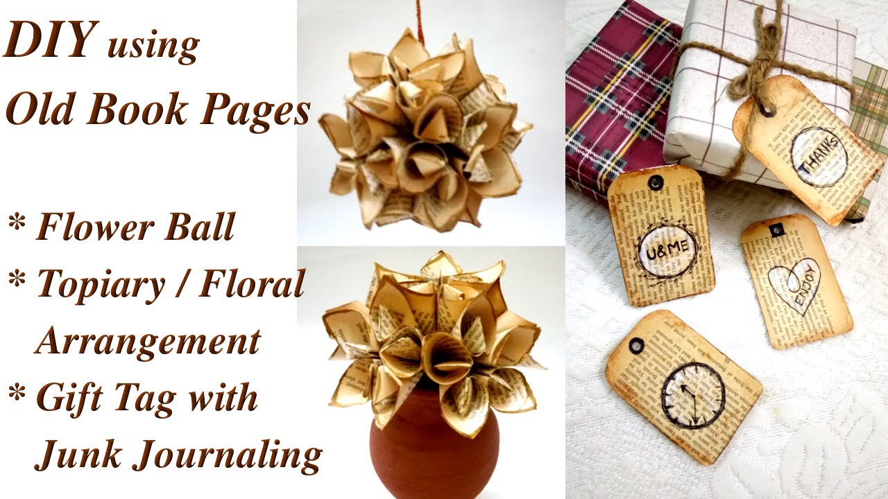 Old Book Pages Paper Craft / Easy DIY Kusudama Origami Paper Flower ...