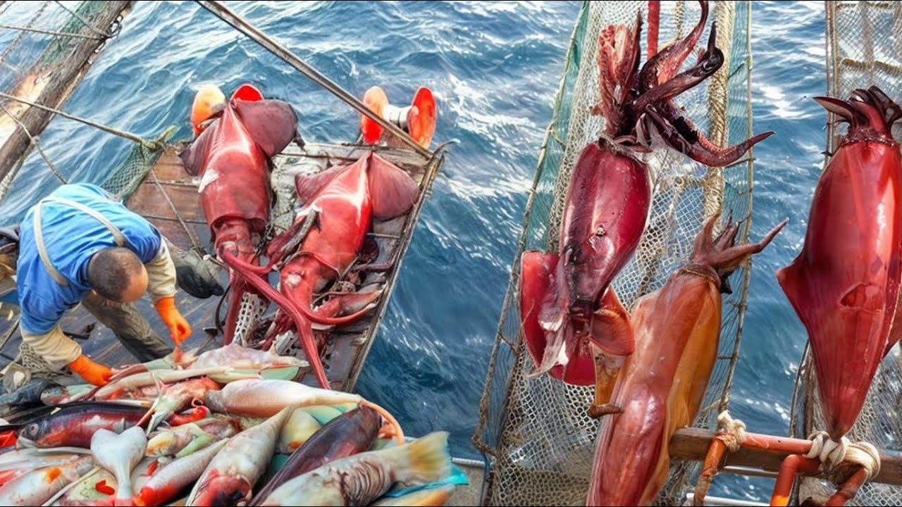 How Fishermen Harvest Over 100,000 Tons of Giant Squid Every Year ...