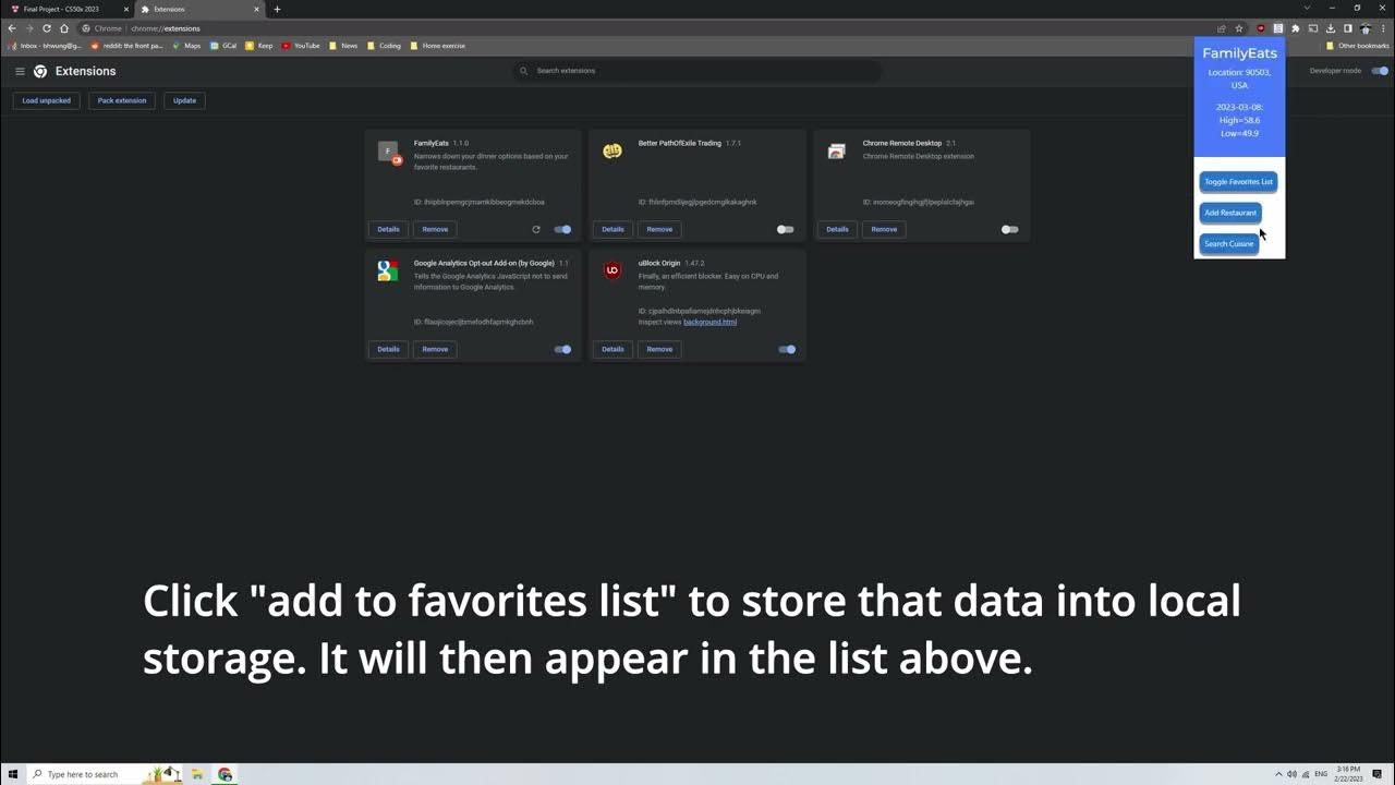 CS50 final project - Javascript Chrome extension - YouTube