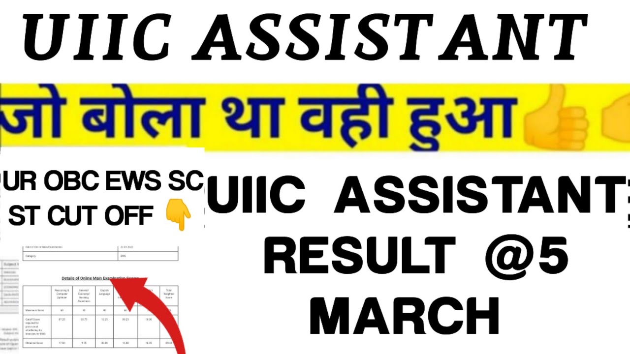 UIIC ASSISTANT RESULT 2024 | uiic assistant cutoff 2024 | UIIC ...