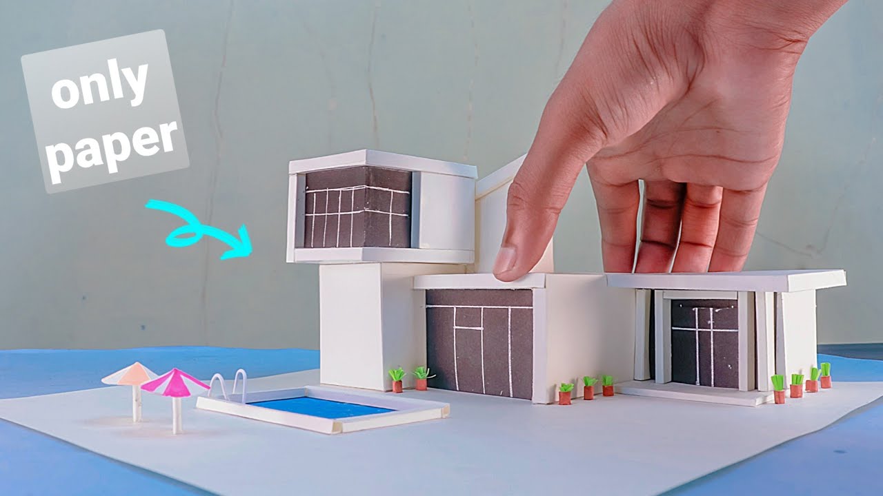 Diy Miniature Modern house with papers only // How to make Mini house ...