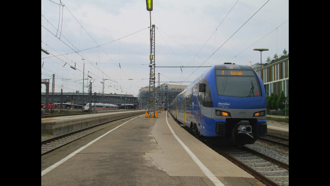 München Hauptbahnhof - mit Meridian Zügen (+Makro) und ICE - YouTube