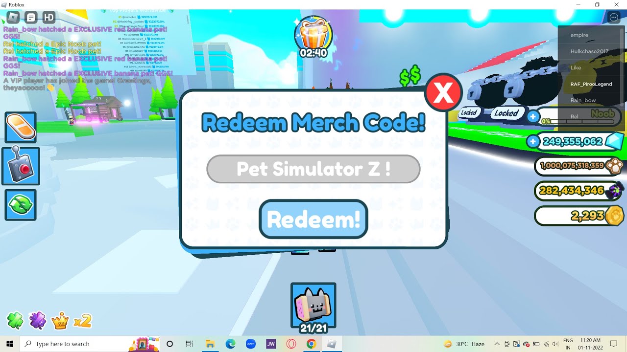 Get Free Pet Sim Z Merch Codes! - YouTube